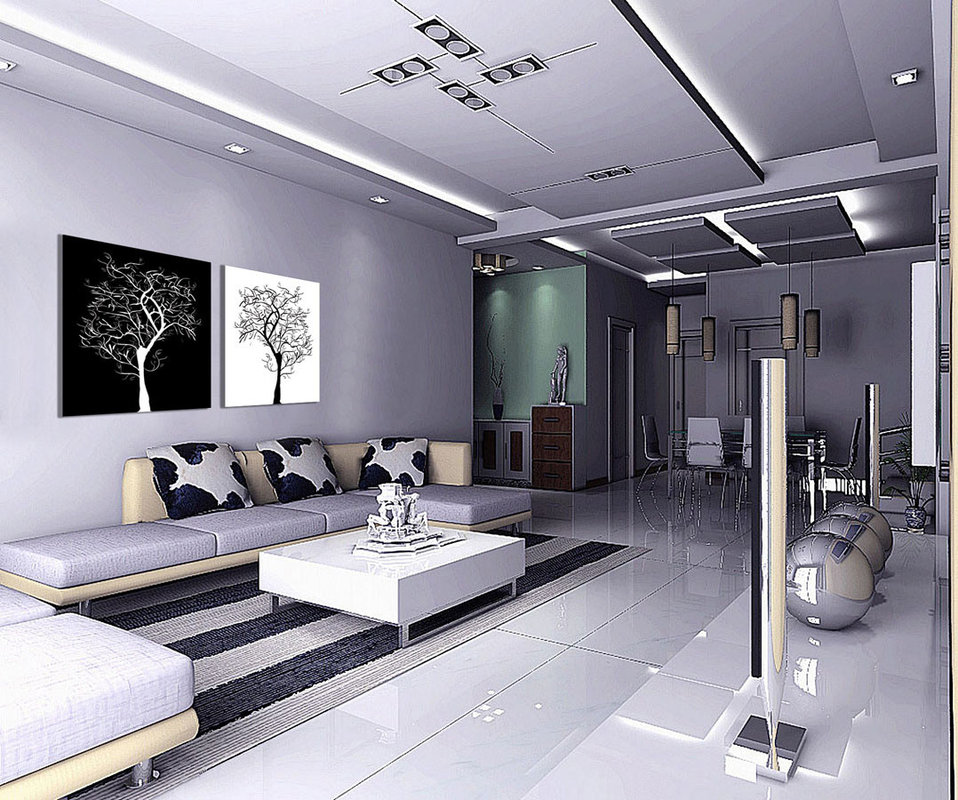 Modern Design - Tree Silhouettes Mounted Art Print | Buy at EuroPosters