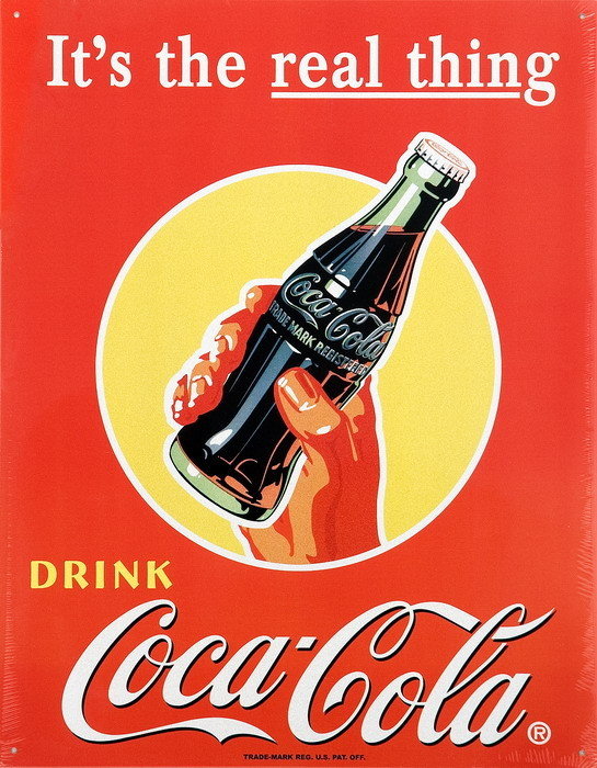 Plaque COKE REAL THING | Plaques métal vintage décoratives | Europosters