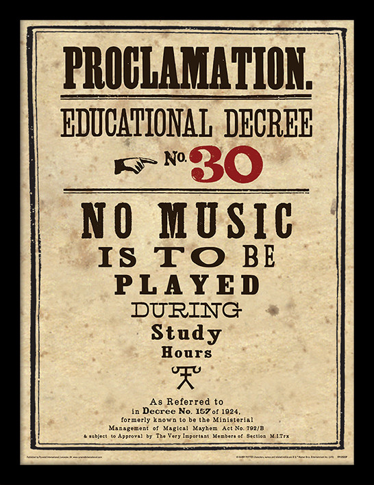Harry Potter - Educational Decree No. 30 Framed poster | Buy at UKposters