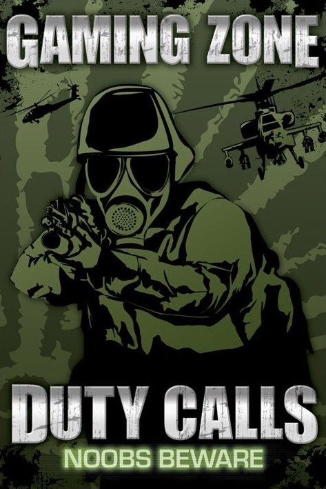 Poster, Affisch Gaming zone - duty calls | Affischer på vägg | 3+1 ...