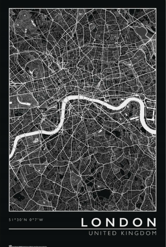 Plakat London - City Map | Poster an der Wand | 3+1 GRATIS | Europosters