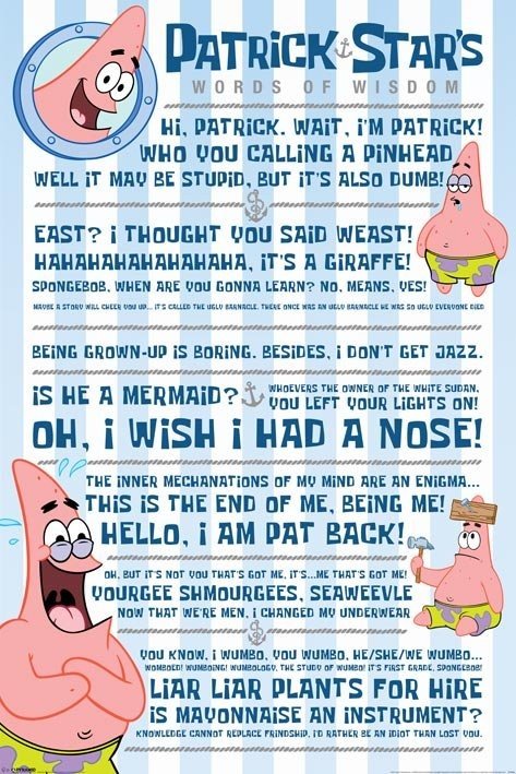 Poster, Quadro SPONGEBOB SQUAREPANTS – patrick quotes | Poster sul muro ...