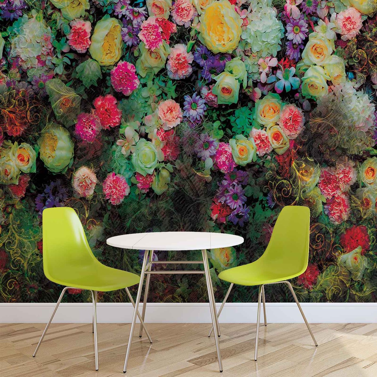 Design Fleurs Colorées Poster Mural, Papier peint | Acheter-le sur ...