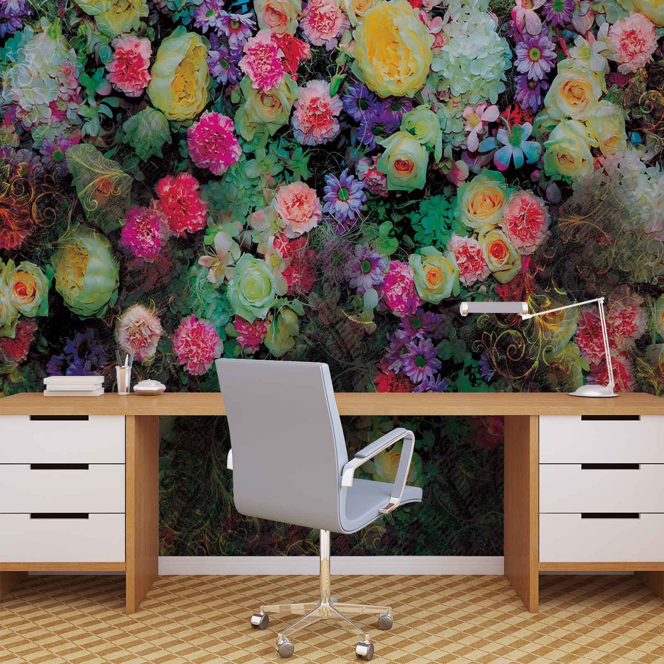Design Fleurs Colorées Poster Mural, Papier peint | Acheter-le sur ...