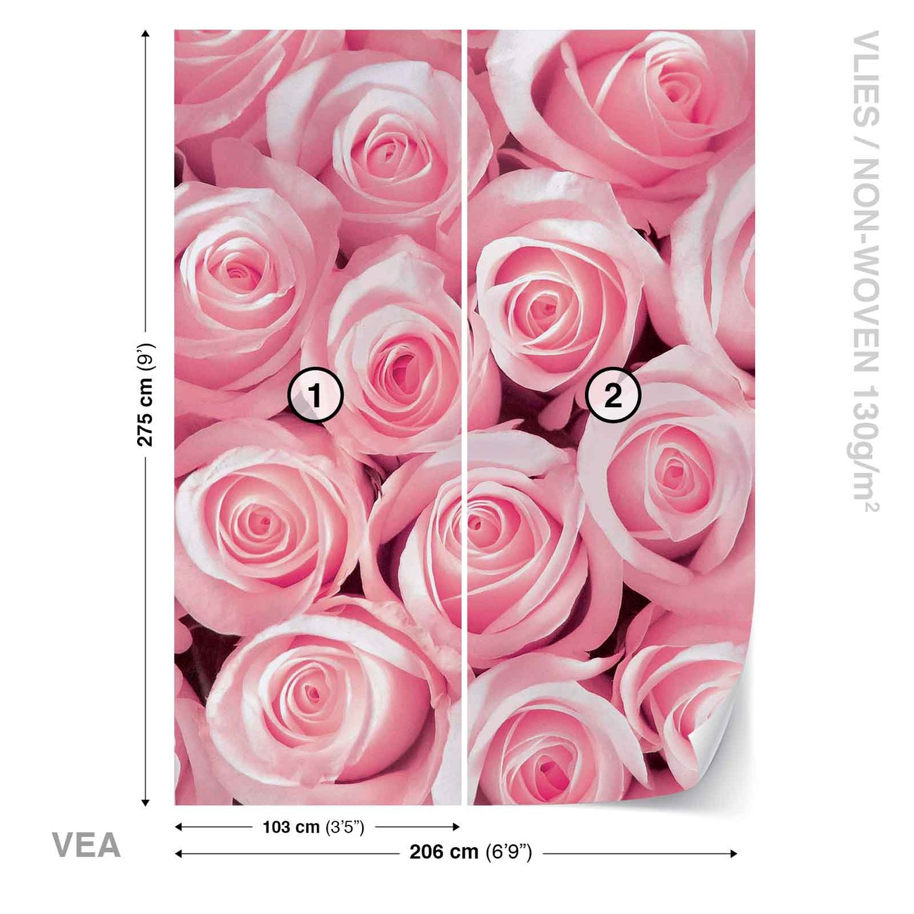 Fleurs Roses Poster Mural, Papier peint | Acheter-le sur Europosters.fr