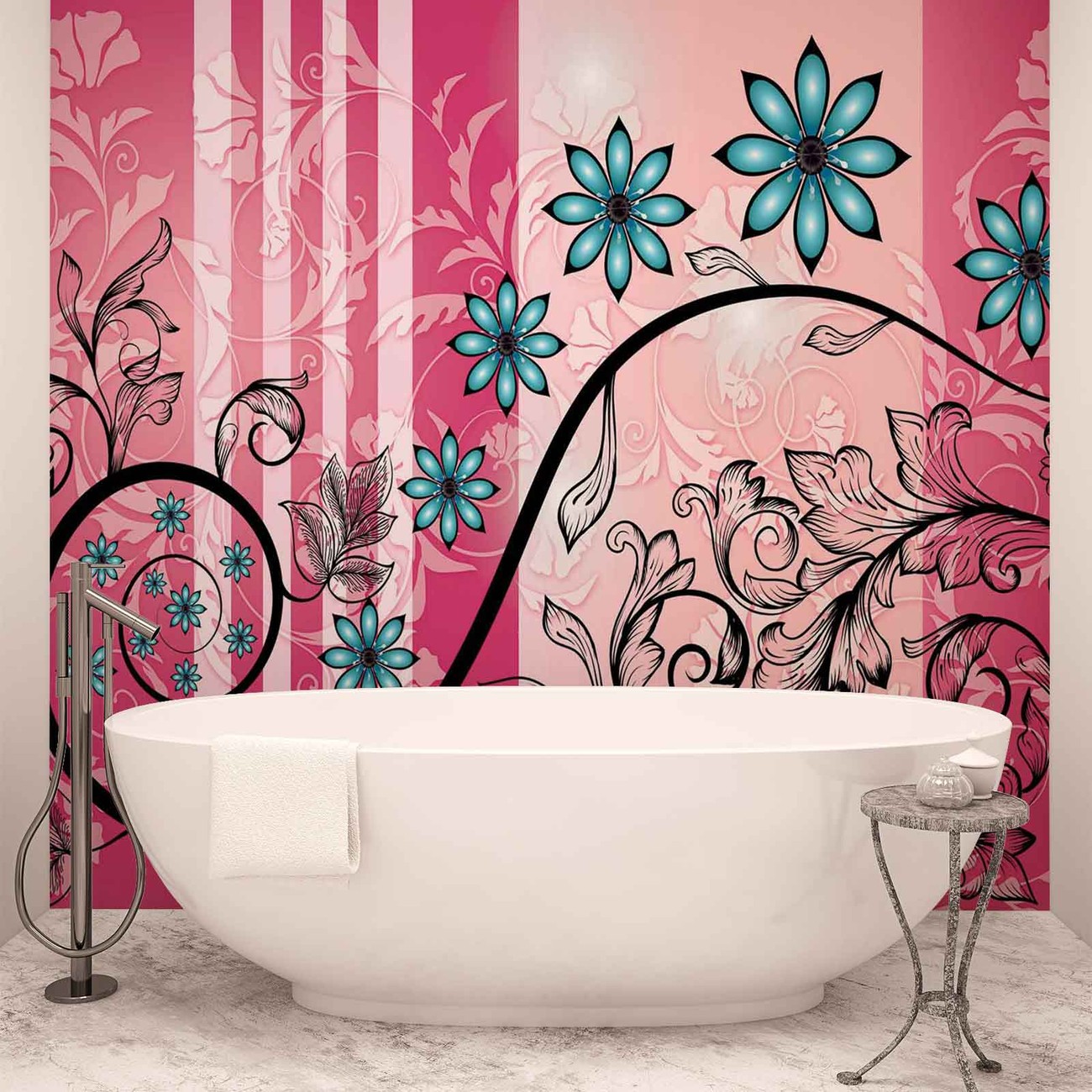 Motif floral de fleurs Poster Mural, Papier peint | Acheter-le sur ...