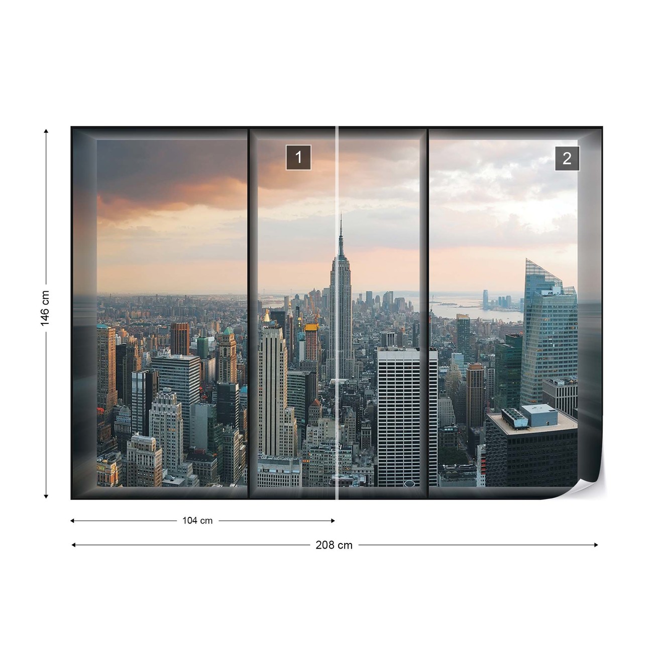 New York Skyline Window View Poster Mural, Papier peint | Acheter-le ...