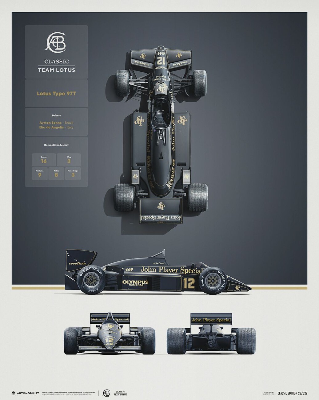 Kunstdruck Team Lotus - Type 97T - Blueprint - 1985, Automobilist ...