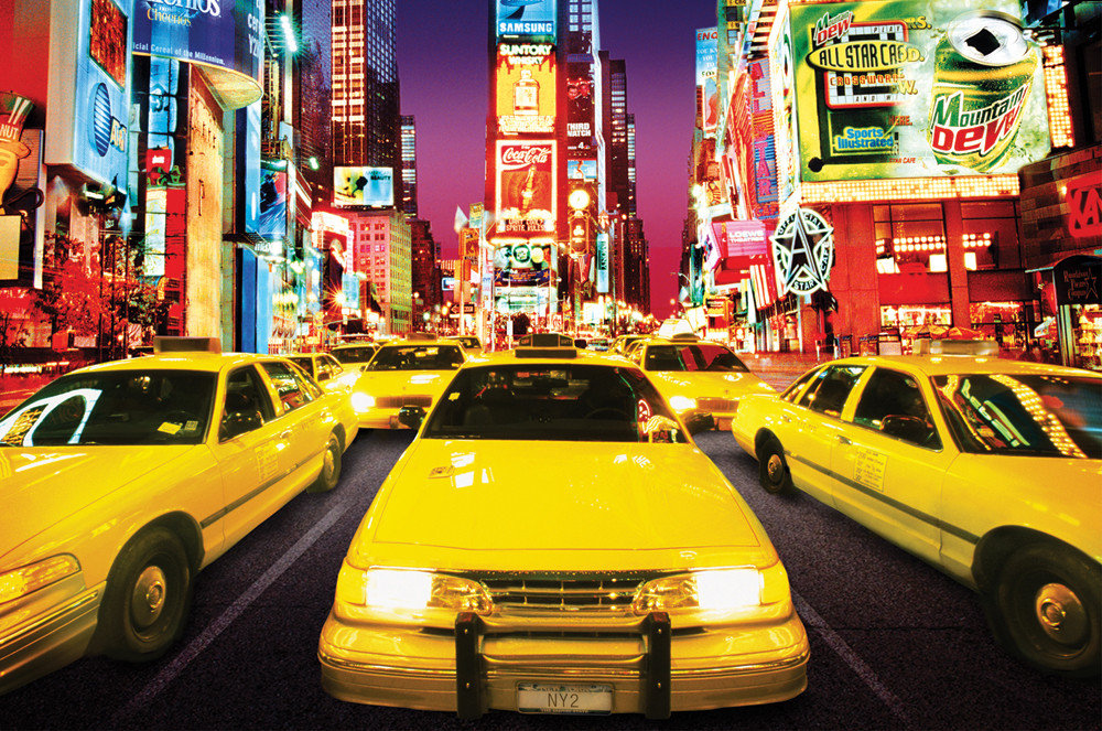 Times square - taxi Póster, Lámina | Compra en Posters.es