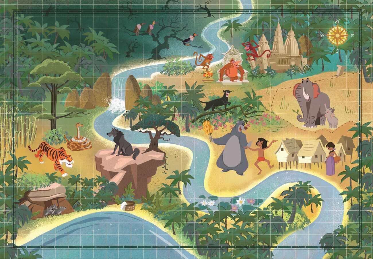 Puzzle Story Maps - Jungle Book | Tipy na originální dárky | Posters.cz