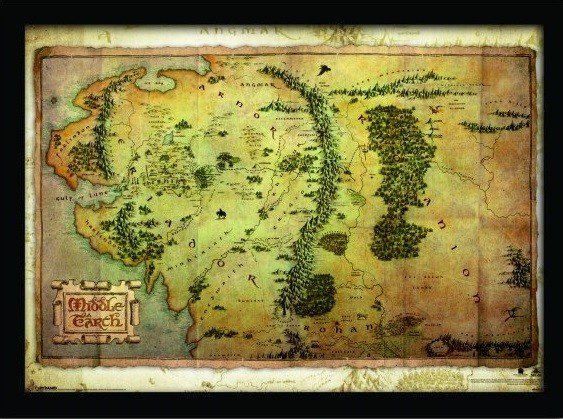 The Hobbit - Middle Earth Map Framed poster | Buy at UKposters