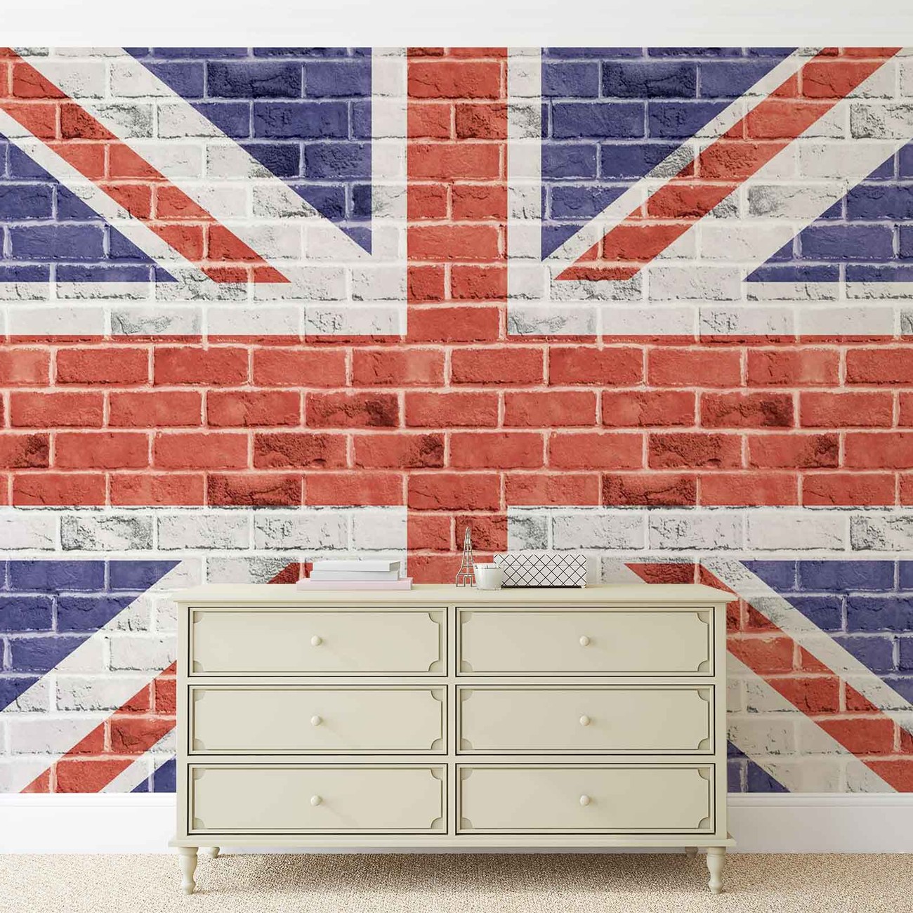 Brick Wall Union Jack Wall Paper Mural | Buy at UKposters
