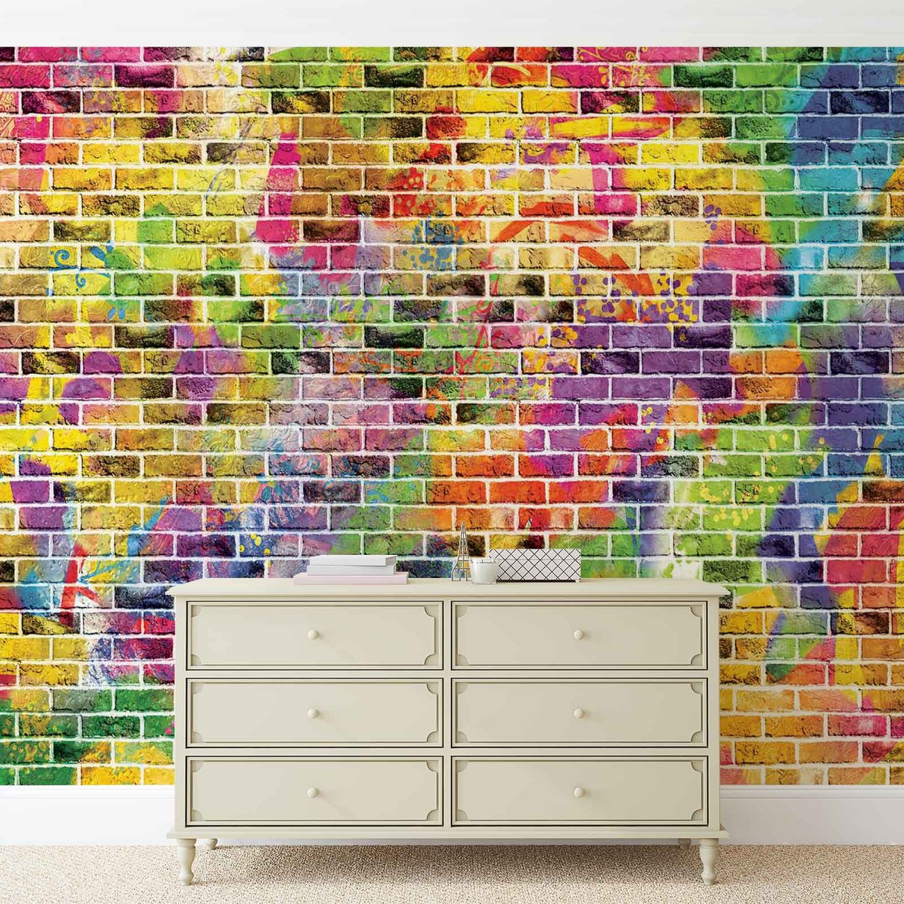 Bricks Multicolour Wall Paper Mural | Buy at UKposters