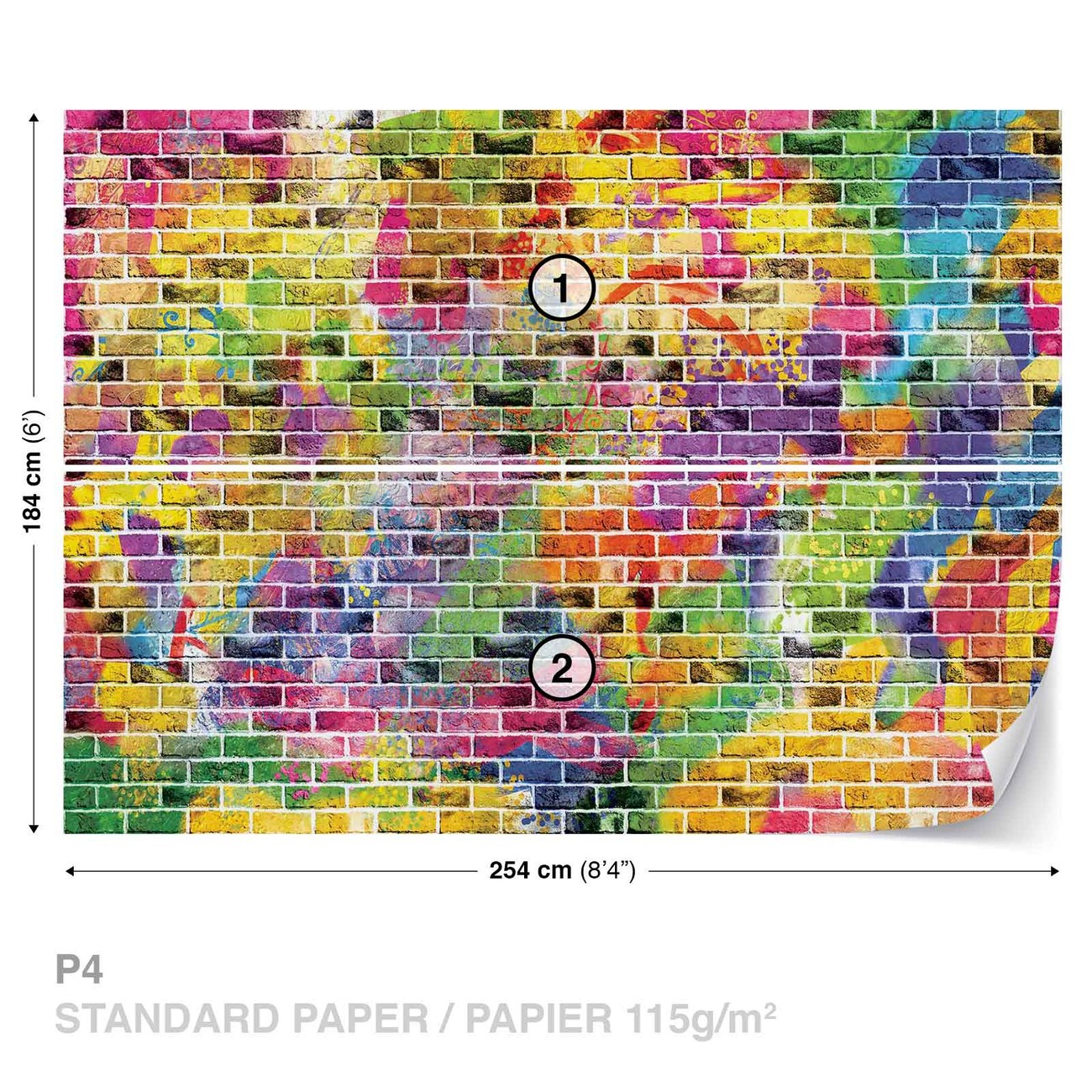 Bricks Multicolour Wall Paper Mural | Buy at UKposters