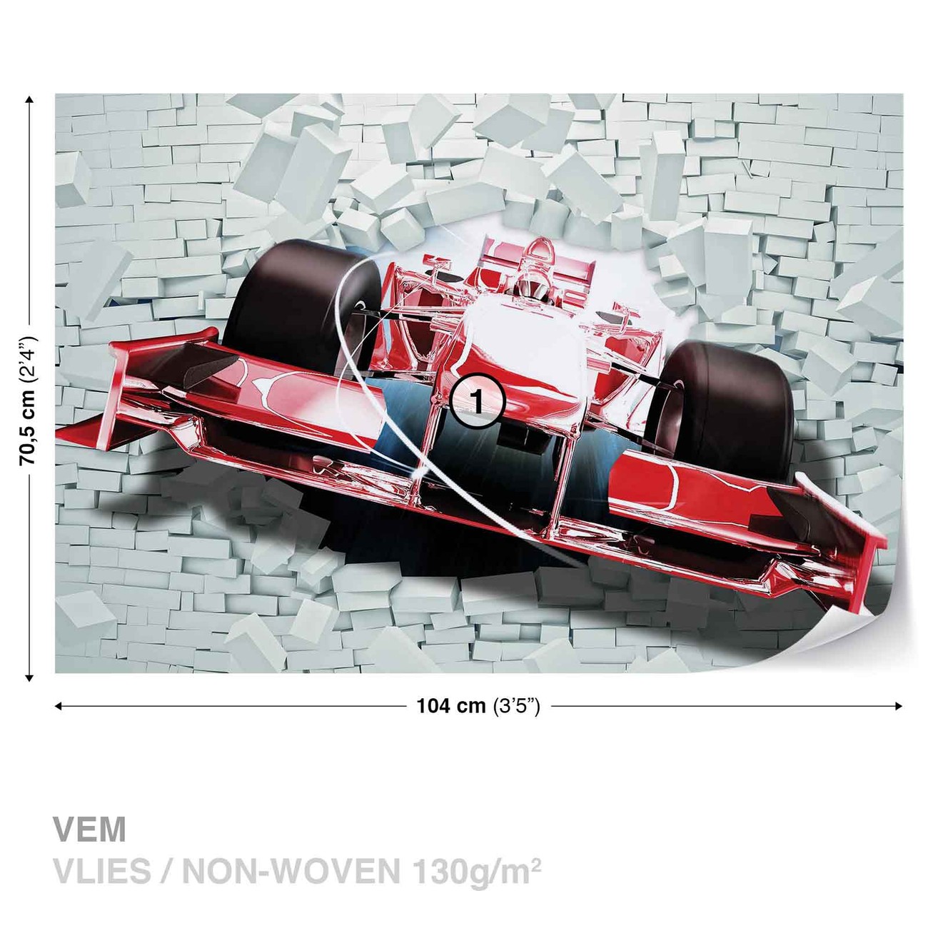 Formula 1 Racing Car Bricks Wall Paper Mural | Buy at UKposters
