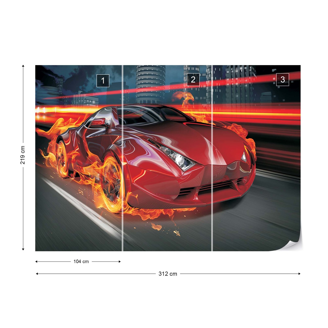 Red Car Wall Paper Mural | Buy at UKposters
