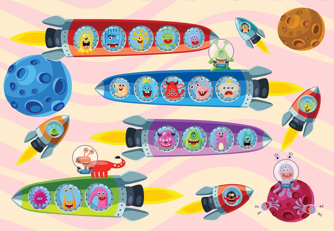Space Monsters Wall Paper Mural | Buy at UKposters
