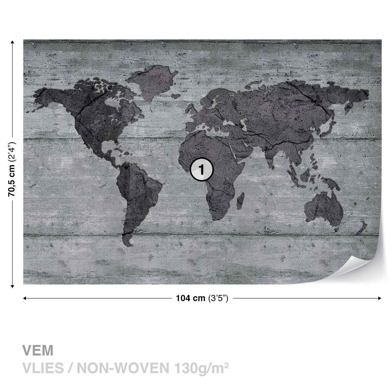 World Map Concrete Texture Wall Paper Mural | Buy at UKposters