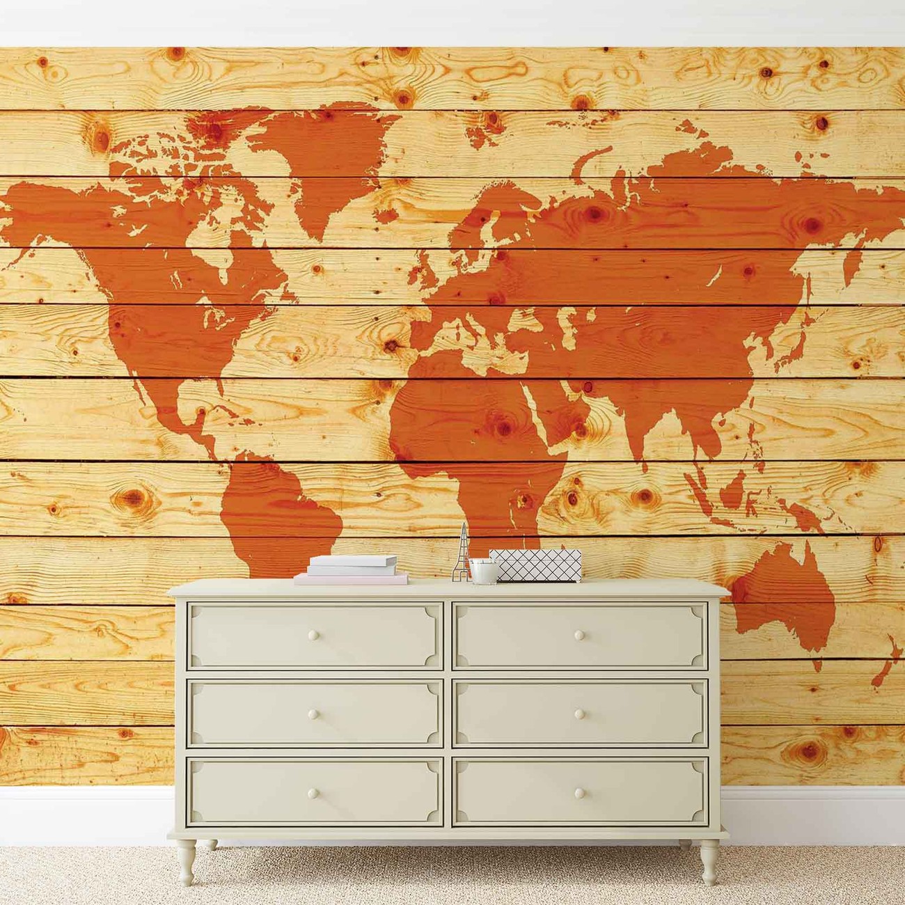 World Map Wood Planks Wall Paper Mural | Buy at UKposters