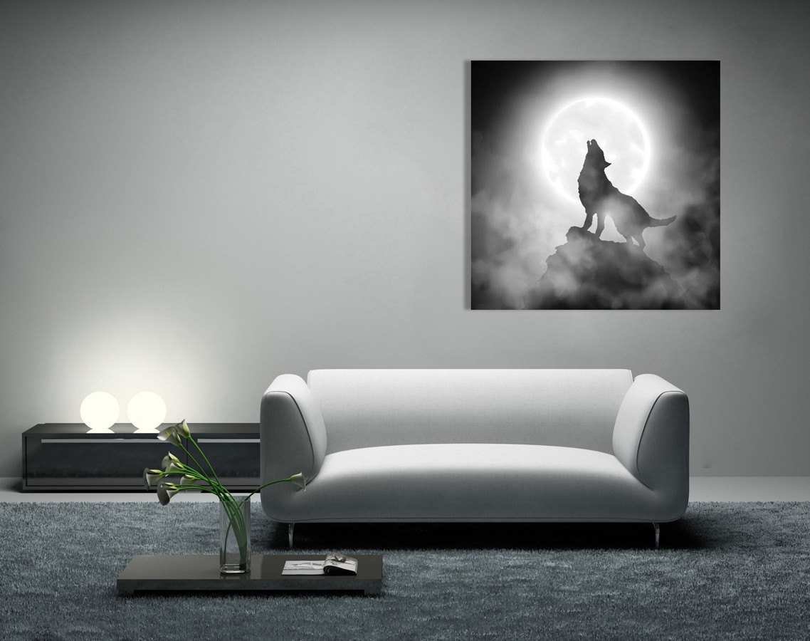 Wolf howling to the moon Mounted Art Print | Buy at UKposters
