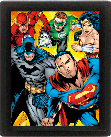 DC COMICS - heroes Poster en 3D avec Cadre | Acheter-le sur Europosters.fr