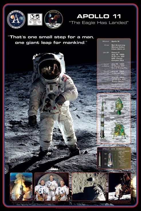 Poster, Affiche Apollo 11 - 1st man on The moon en ligne | 3+1 GRATUIT | Europosters