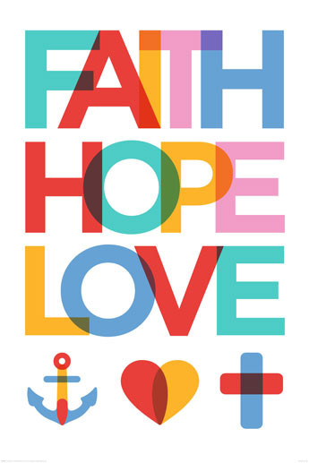 Poster, Affiche Faith hope love en ligne | 3+1 GRATUIT | Europosters