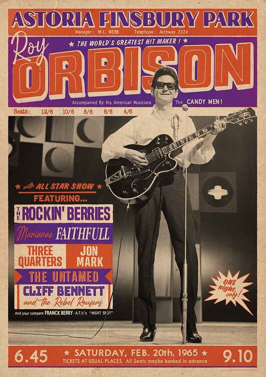 Poster, Affiche Roy Orbison - Astoria Finsbury Park 1965 en ligne | 3+1 ...