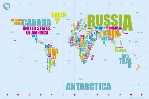 Poster, Affiche World map in words en ligne | 3+1 GRATUIT | Europosters
