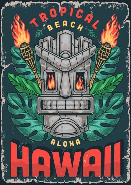 Illustration artistiques | Aloha Hawaii beach colorful sticker, IMOGI ...
