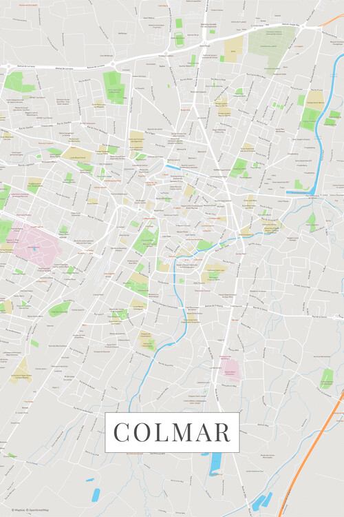 Mapa de Colmar color ǀ Mapas de ciudades y mapas mundiales para tu pared