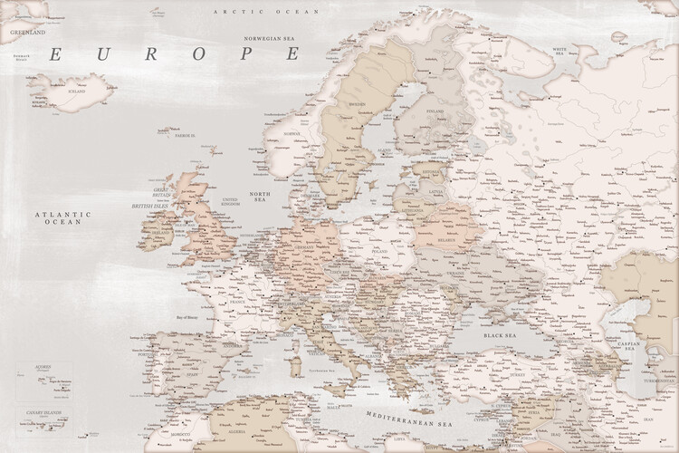 Carte de Detailed map of Europe in rustic style, Blursbyai ǀ Toutes les ...