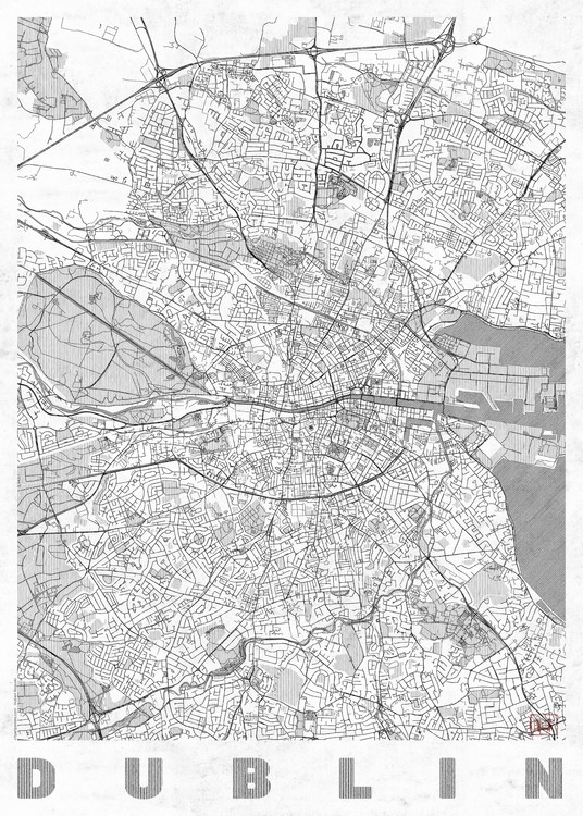 Mapa de Dublin ǀ Mapas de ciudades y mapas mundiales para tu pared