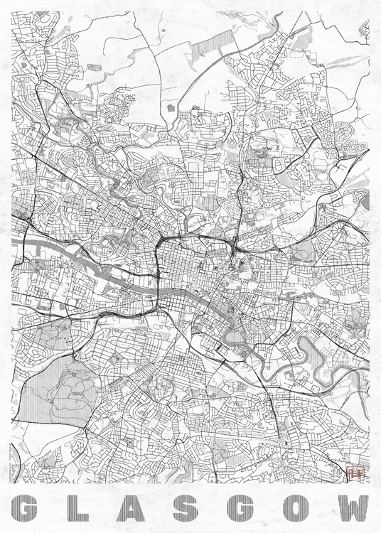 Mapa Glasgow, Hubert Roguski ǀ Mapas de ciudades y mapas mundiales para tu pared | Posters.es