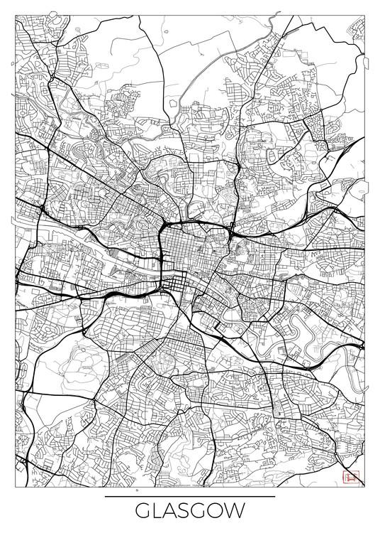 Mapa Glasgow, Hubert Roguski ǀ Mapas de ciudades y mapas mundiales para tu pared | Posters.es