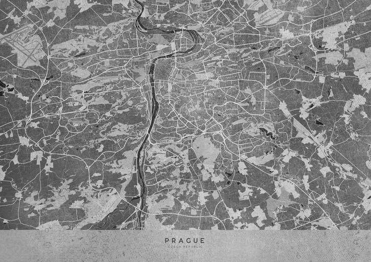 Mapa Gray vintage map of Prague, Blursbyai ǀ Mapas de ciudades y mapas ...