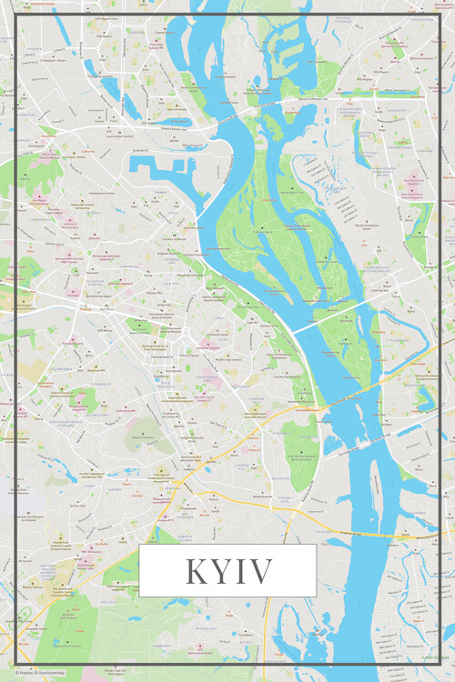 Mapa Kyiv color ǀ Mapas de ciudades y mapas mundiales para tu pared ...
