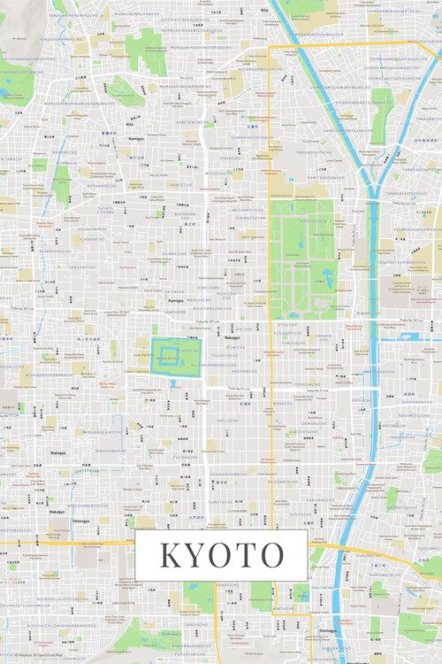 Mapa Kyoto color ǀ Mapas de ciudades y mapas mundiales para tu pared ...