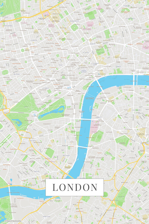 Mapa London color ǀ Mapas de ciudades y mapas mundiales para tu pared ...