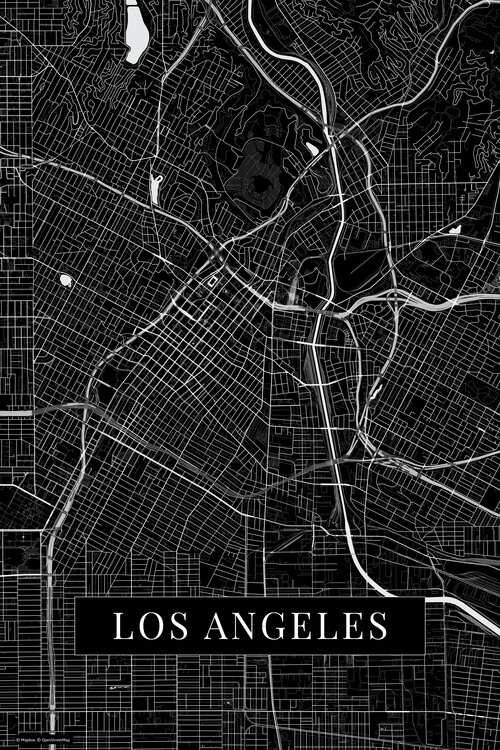 Mapa Los Angeles black ǀ Mapas de ciudades y mapas mundiales para tu ...