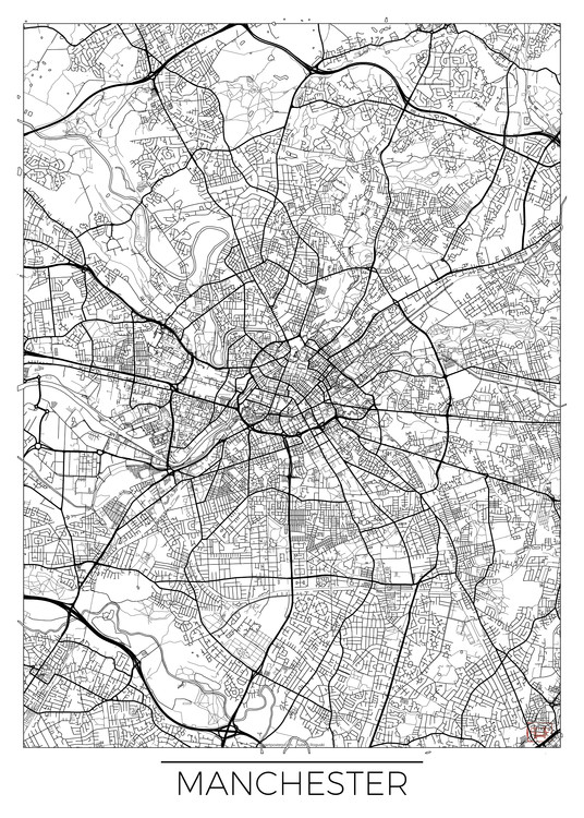 Mapa de Manchester ǀ Mapas de ciudades y mapas mundiales para tu pared