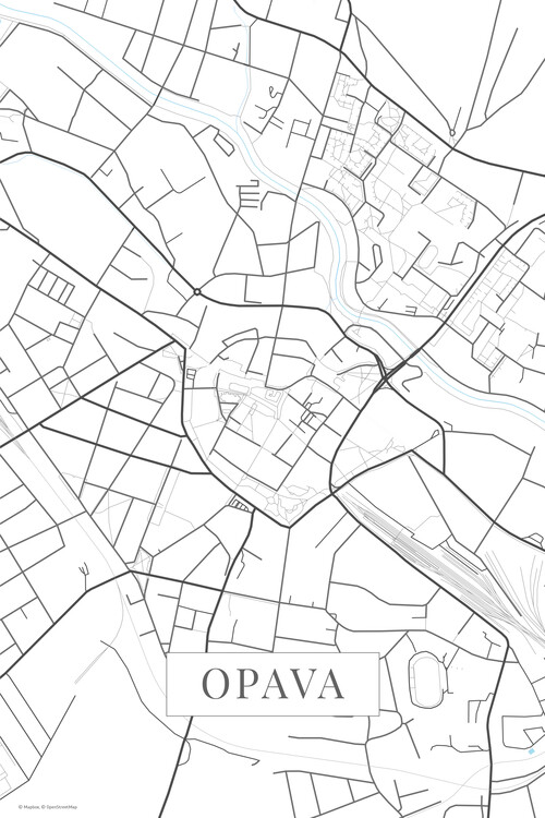 Mapa Opava white ǀ Mapy všech měst a států na zeď ǀ Posters.cz