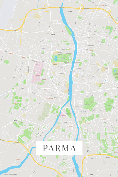 Mapa Parma color ǀ Mapy všech měst a států na zeď ǀ Posters.cz