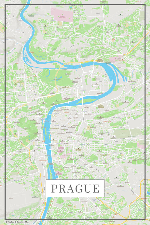 Mapa Prague color ǀ Mapas de ciudades y mapas mundiales para tu pared ...