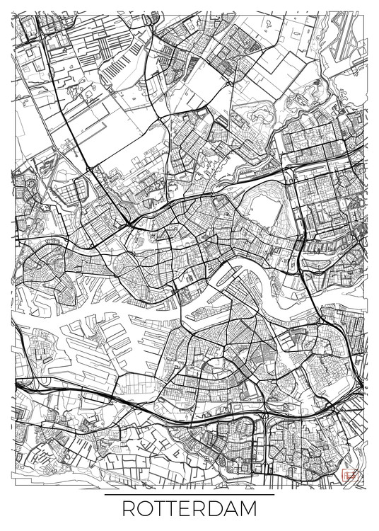 Mapa Rotterdam, Hubert Roguski ǀ Mapas de ciudades y mapas mundiales para tu pared | Posters.es