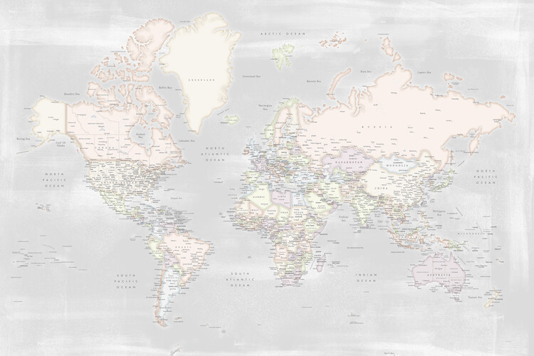 Mapa Rustic distressed detailed world map in pastels, Blursbyai ǀ Wiele ...