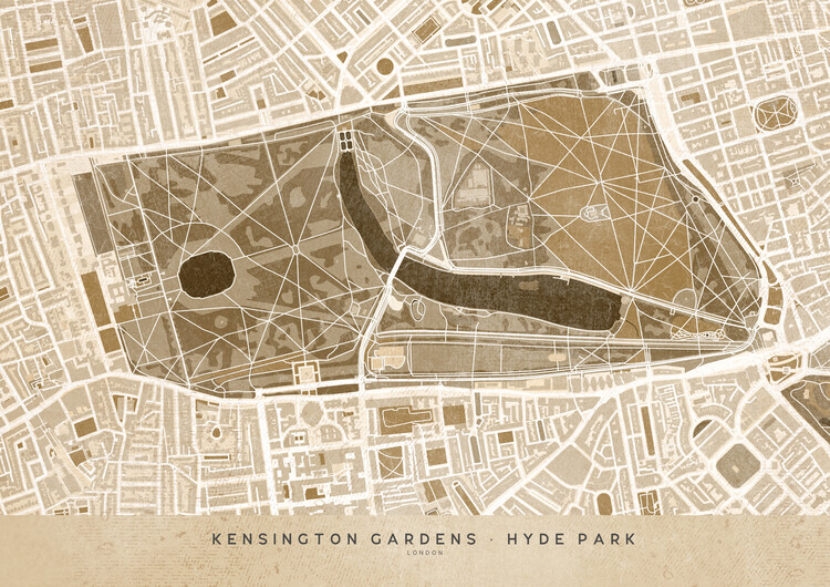 Mapa Sepia vintage map of Kensington Garden London, Blursbyai ǀ Mapas ...