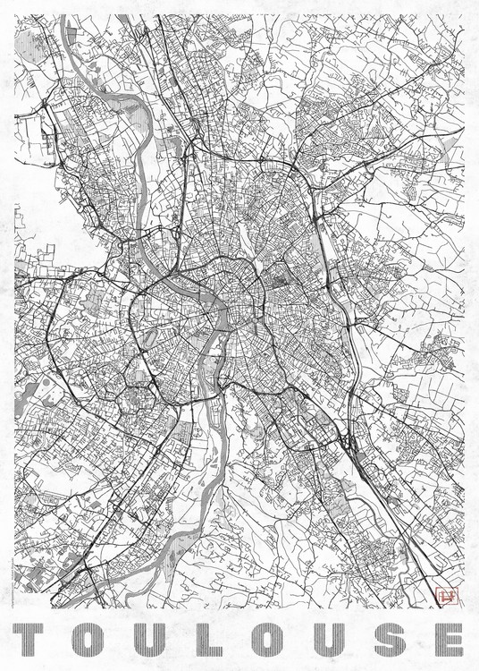 Mapa de Toulouse ǀ Mapas de ciudades y mapas mundiales para tu pared