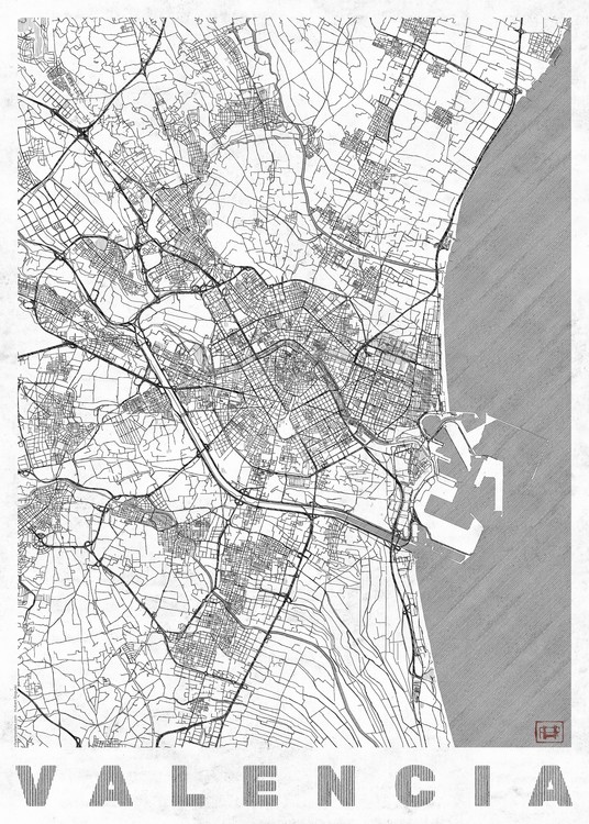 Mapa Valencia, Hubert Roguski ǀ Mapas de ciudades y mapas mundiales ...