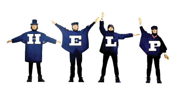 Aufkleber BEATLES - help | Originelle Geschenkideen